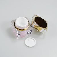 China 30g Square Container Pink Acrylic Cream Jar Plastic Jar for Luxury Skin Care Products for sale