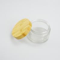 China 200g Glass Cream Jar With Bamboo Lid for Product Body Butter in any color you want for sale