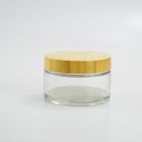 China 200g Glass Cream Jar With Bamboo Lid for Product Body Butter in any color you want for sale