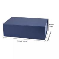 China High Quality Navy Blue Foldable Magnetic Box  With Silver Logo Stamped for sale