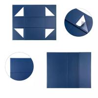 China High Quality Navy Blue Foldable Magnetic Box  With Silver Logo Stamped for sale