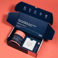 China Navy Blue Foldable Magnetic Box With Silver Logo Stamped for sale
