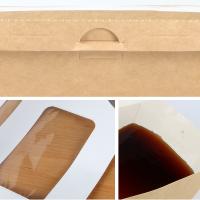 China Recyclable Kraft Paper Salad Takeaway Boxes With Transparent Window for sale