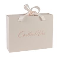 China Glossy Lamination Clothing Packing Boxes With Ribbon And Satin for sale