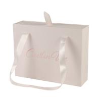 China Glossy Lamination Clothing Packing Boxes With Ribbon And Satin for sale