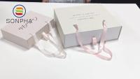 China Glossy Lamination Clothing Packing Boxes With Ribbon And Satin for sale