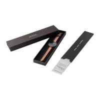 China Black Art Paper Watch Packing Box Strap Shape Embossing for sale