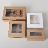 China OEM Kraft Paper Packaging Box Kraft Paper Cupcake Box With Clear PVC Window for sale