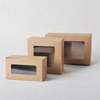 China OEM Kraft Paper Packaging Box Kraft Paper Cupcake Box With Clear PVC Window for sale