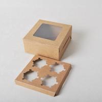 China OEM Kraft Paper Packaging Box Kraft Paper Cupcake Box With Clear PVC Window for sale