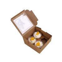 China OEM Kraft Paper Packaging Box Kraft Paper Cupcake Box With Clear PVC Window for sale