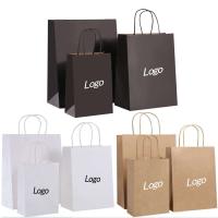 China Brown Kraft Recyclable Paper Gift Bags for sale