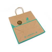 China Recycled Craft Brown Paper Grocery Bags Take Away Custom Printing for sale