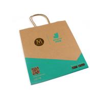 China Recycled Craft Brown Paper Grocery Bags Take Away Custom Printing for sale