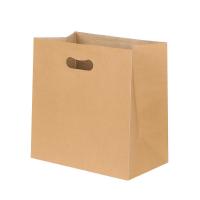 China Custom Recyclable Paper Gift Bags Brown Kraft Paper Bags With Die Cut Handle for sale