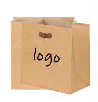China Custom Recyclable Paper Gift Bags Brown Kraft Paper Bags With Die Cut Handle for sale