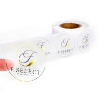 China Gold Foil Logo Transparent Vinyl Sticker Die Cut  FSC certificated for sale