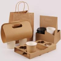 China 4 Pack 6 Pack Foldable  Kraft Paper Packaging Box For Coffe Beer Hot Drink Bottle for sale