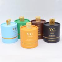 China Custom Printing Packaging Box Cyliner Cloth Handle Base And Lid Box for Cosmetic Perfume for sale