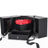 China Big Cube Flowers Gift Box With Heart Shape Box And Drawer Box for sale