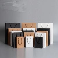 China White Brown Kraft Paper Shopping Bags With Handles OEM Custom Printed for sale