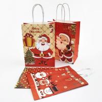 China Christmas Kraft Custom Brown Paper Bags Offset Printing for sale
