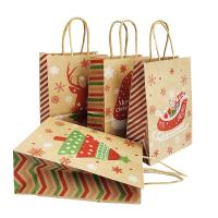 China Christmas Kraft Custom Brown Paper Bags Offset Printing for sale