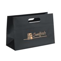 China Black Printing Kraft Paper Bag Flap Die Cut Handle Shopping Paper Bags for sale