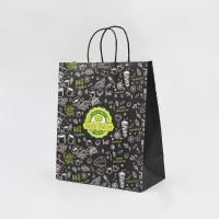 China Black White Printing Kraft Paper Bag Reusable  With Handles for sale
