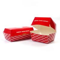 China Disposable Kraft Paper Fast Food Burger Packaging Box With Varnishing Printing for sale