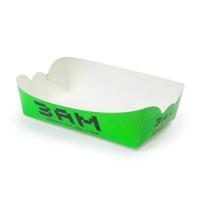 China Green Disposable Kraft Paper Boat for Snacks Corrugated Food Tray Packaging for sale