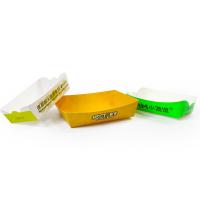 China Green Disposable Kraft Paper Boat for Snacks Corrugated Food Tray Packaging for sale
