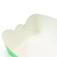 China Green Disposable Kraft Paper Boat for Snacks Corrugated Food Tray Packaging for sale