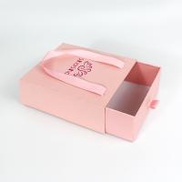 China Customized Jewelry Box Pink Earrings Ring Drawer Gift Paper Box with Handle for sale