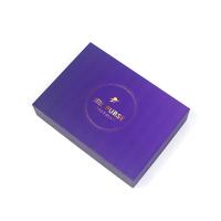 China Custom UV Printing Gold Stamping Luxury Purse Paper Purple Lid And Base Gift Box for sale