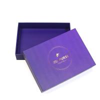 China Custom UV Printing Gold Stamping Luxury Purse Paper Purple Lid And Base Gift Box for sale