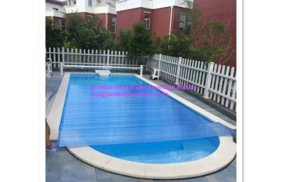 China Above Ground Pool / Swimming Pool Control System Transparent Blue PVC Material Cover for sale