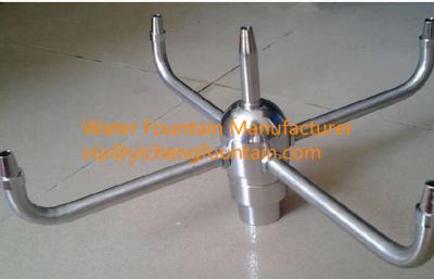 China Stainless Steel Rotating Water Fountain Nozzle Heads With 4 Arms Spraying 5pcs Outlets for sale