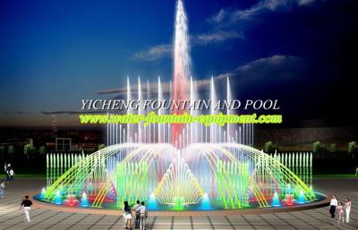 China Customized Water Fountain Equipment , Programme Land / Pond Musical Fountain for sale