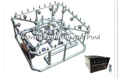 China Square LED Music Water Fountain Equipment Brass / Stainless Steel Nozzles for sale