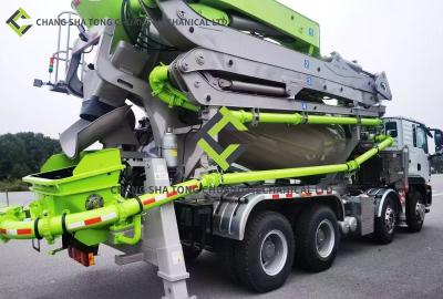 China Open Hydraulic Control Four Arm M-shaped Folding 32-4M Truck-mounted Concrete Pump With Mixer for sale