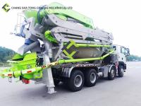 China 28-4M Truck-mounted Concrete Pump With Mixer Four Arm M-shaped Folding Open Hydraulic Control for sale