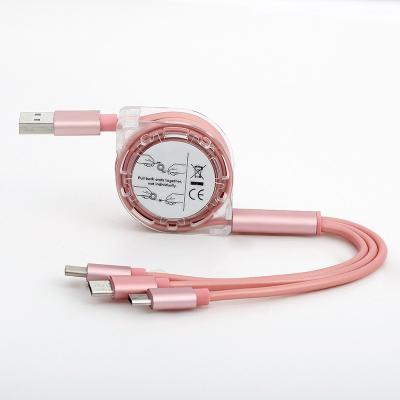 China 3 in 1 Retractable USB Cable For Android Moiblephone Connector For Iphone Aluminum Alloy for sale