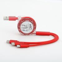 China 3A Fast Charging Data Cable Type-C 3 in 1 Retractable USB Cable For Android Mobile phone PVC Jacket for sale