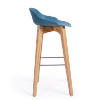 China Minimalist Commercial Bar Stool PP Seat Ash Wood With Stainless Steel Footrest for sale