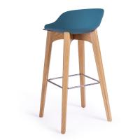 China Minimalist Commercial Bar Stool PP Seat Ash Wood With Stainless Steel Footrest for sale