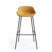 China Elegant Grain Leather Counter Stools Powder Coated Steel Frame For Cafe for sale