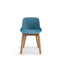 China Modern Armless Restaurant Chair PP Shell Solid Ash Wood Legs For Dining Cafe for sale