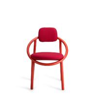 China Fabric Upholstered Modern Restaurant Chair Bentwood Powder Coated Metal Base for sale