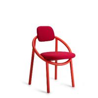 China Fabric Upholstered Modern Restaurant Chair Bentwood Powder Coated Metal Base for sale